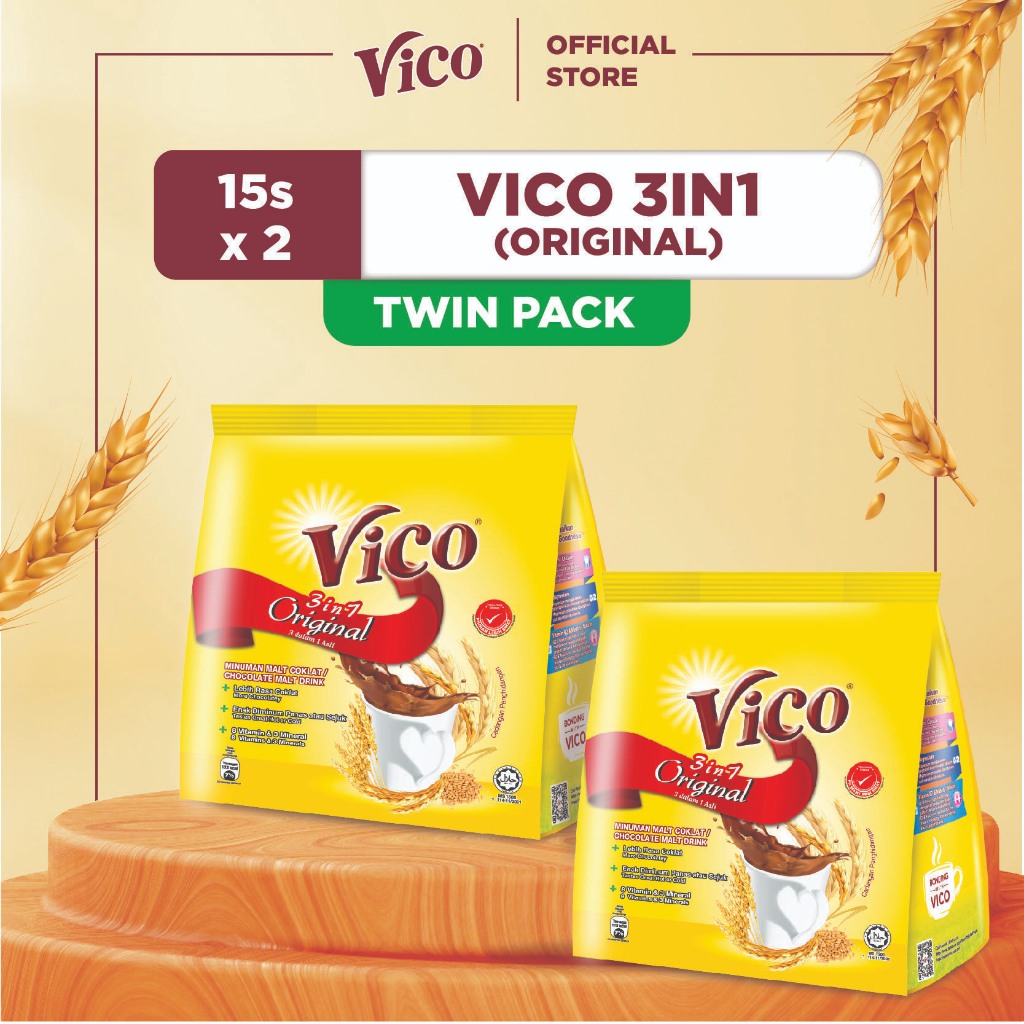 Vico 3 In 1 Original Chocolate Malt Drink (15's x 32g x 2 Pack ...