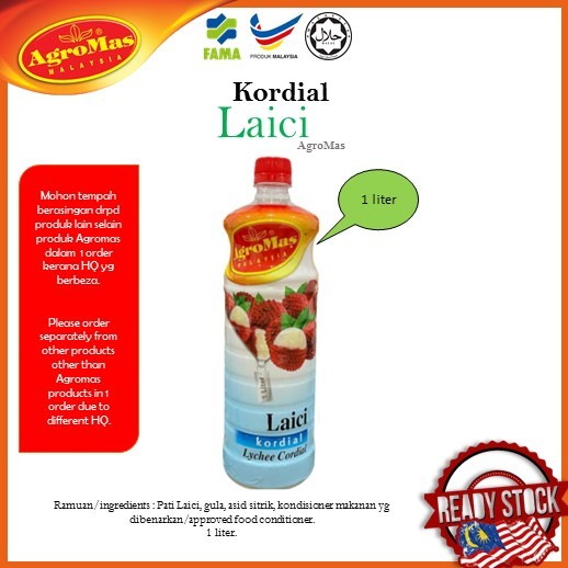 🔥OFFER!!🔥Best Seller🔥1 Liter Kordial Laici. Agromas, FAMA. Tempatan ...