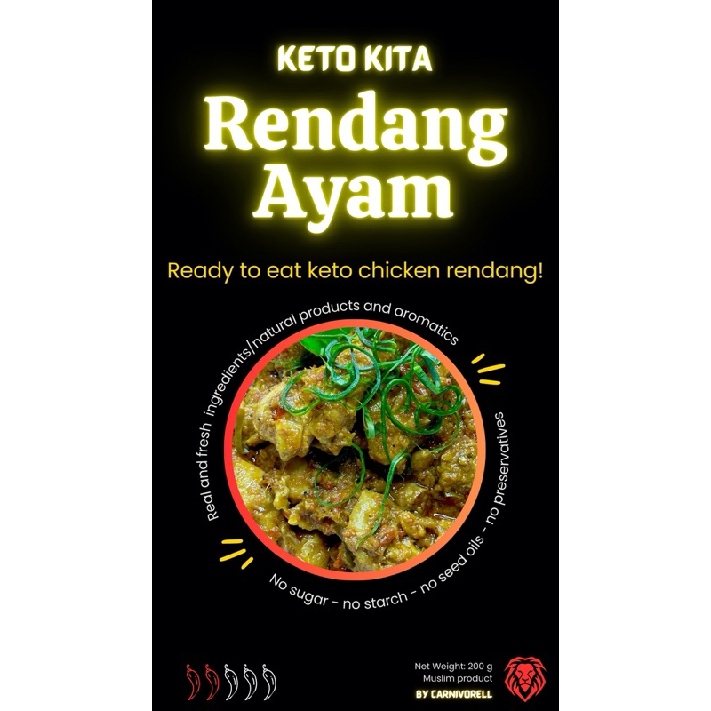 KETO KITA Rendang Ayam Chicken NoSugar ReadyToEat Diet Keto LowCarb RTE ...