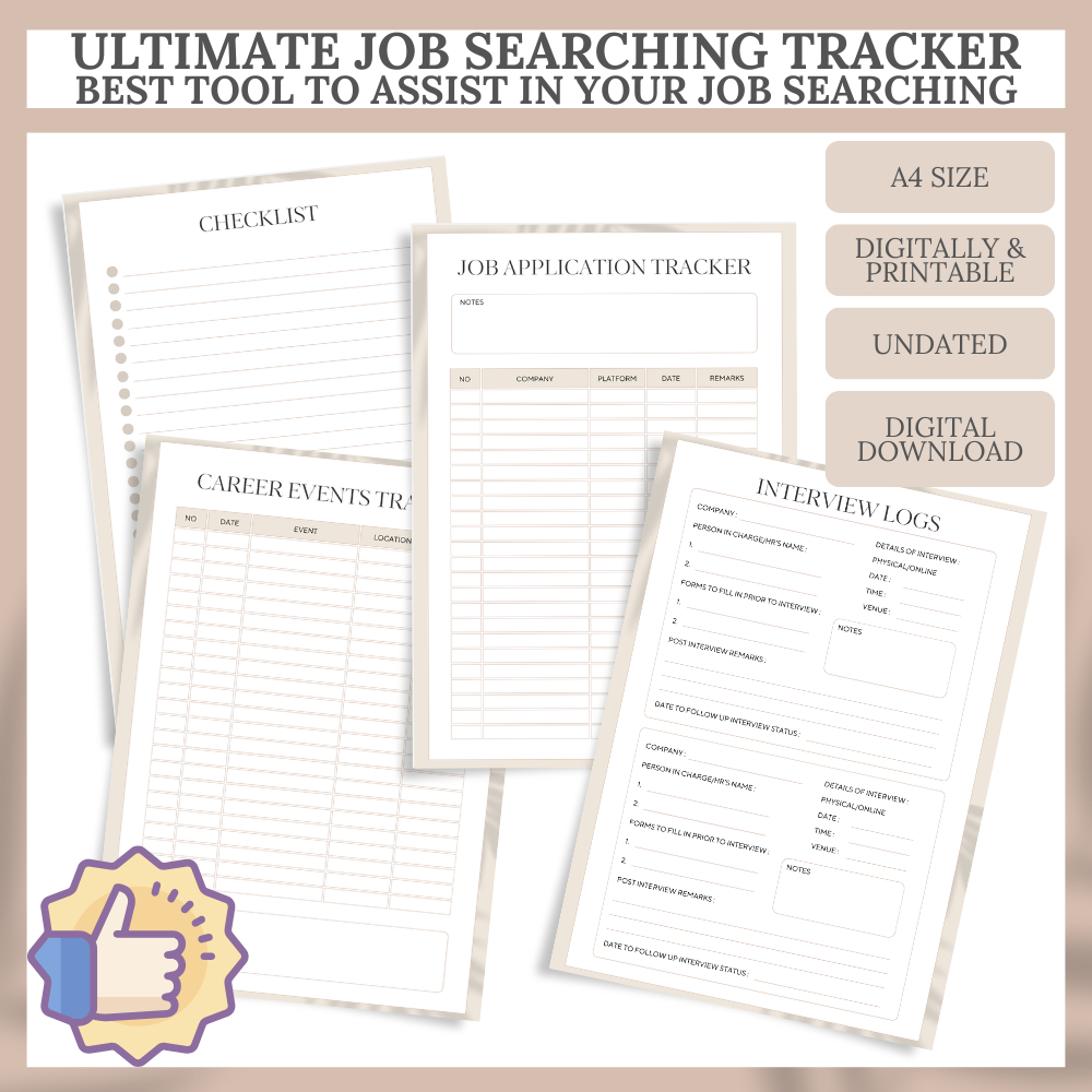 Job Searching Tracker | Digital Download | Minimalist Design for ...