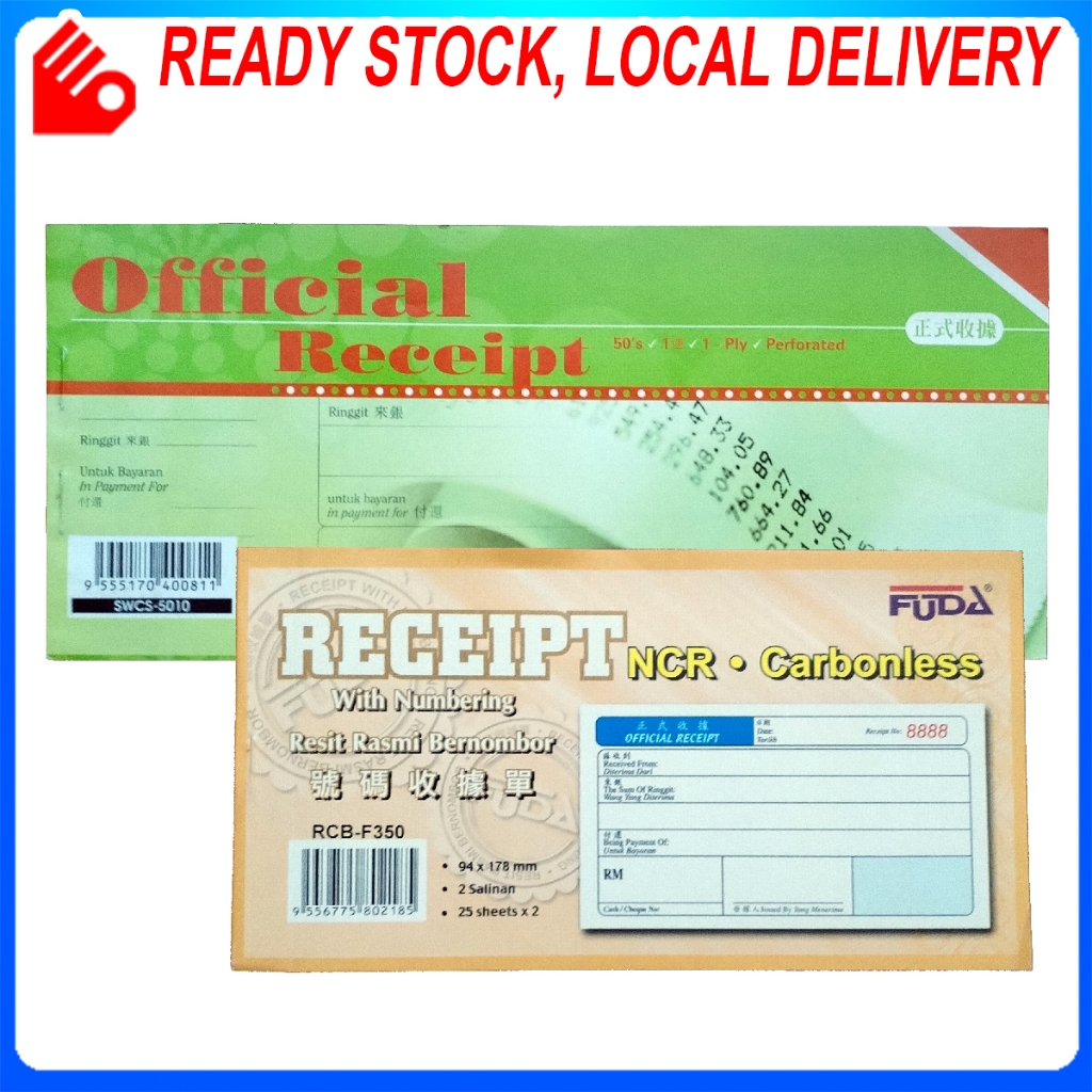 Official Receipt NCR 25 Sheets 2ply with Numbering Perforated Payment Accounting | Shopee Malaysia