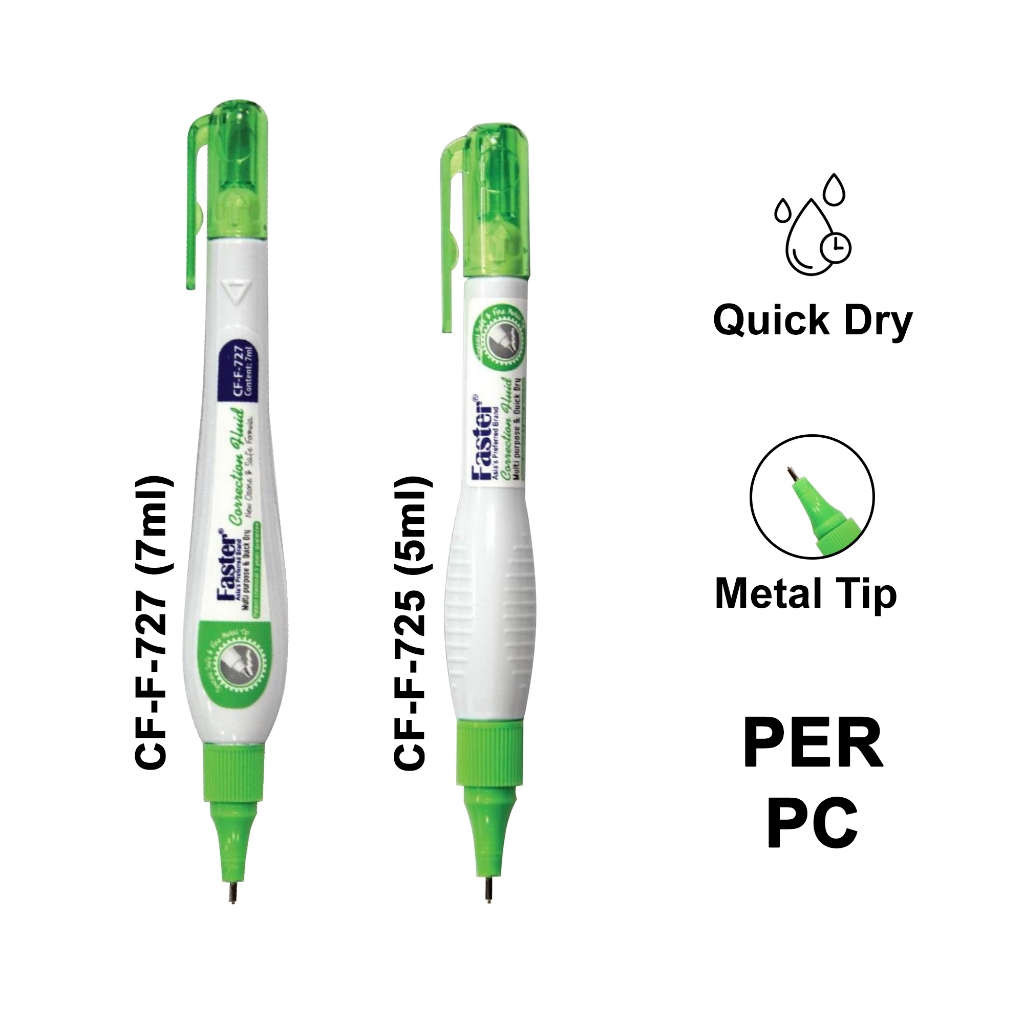 Faster Correction Fluid - 5ml (CF-F-725) / 7ml (CF-F-727) Liquid Paper Pemadam Pen Cecair ...