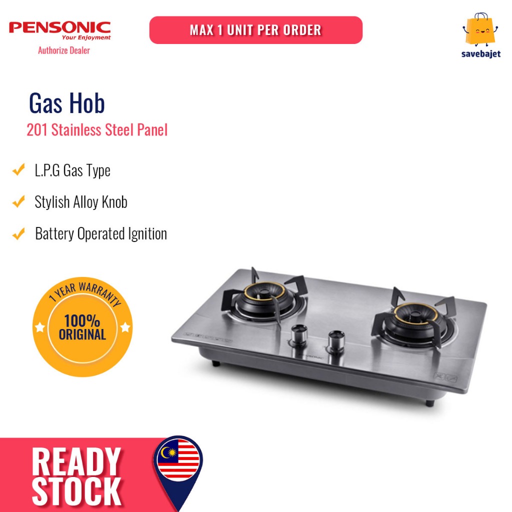 PENSONIC Dapur gas Stainless Steel 2 Burner Built-In Hob PGH-622S ...