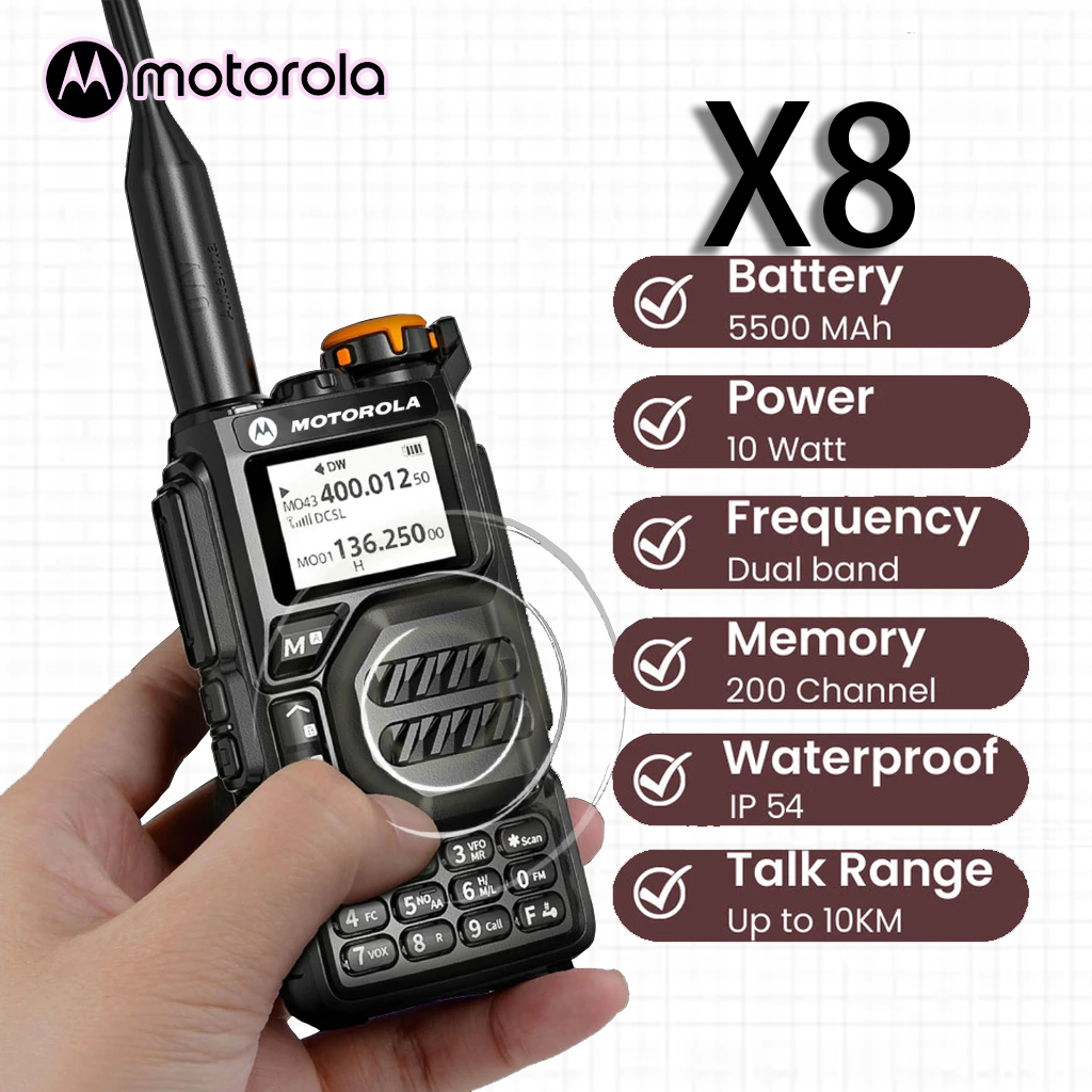 Motorola walkie talkie 30KM long range X8 10W High Power waterproof FM ...