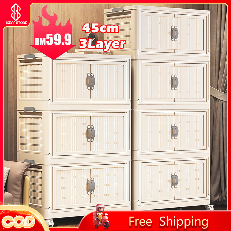 IKEA Almari Baju Plastik kukuh Storage Cabinet Large Capacity Stackable ...