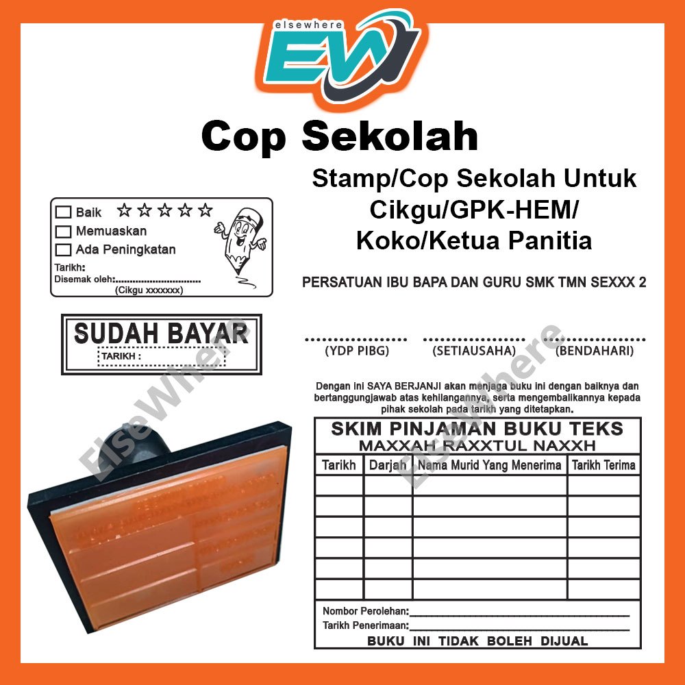 Stamp/Cop Sekolah Untuk Cikgu/GPK-HEM/Koko/Ketua Panitia Stamp Skim ...