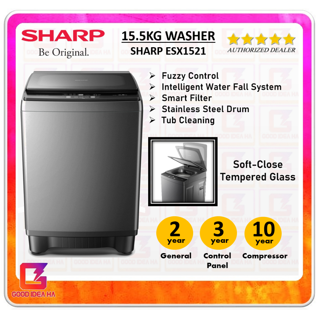 SHARP ESX1521 Premium Series Fully Auto Washing Machine 15.5kg Mesin ...