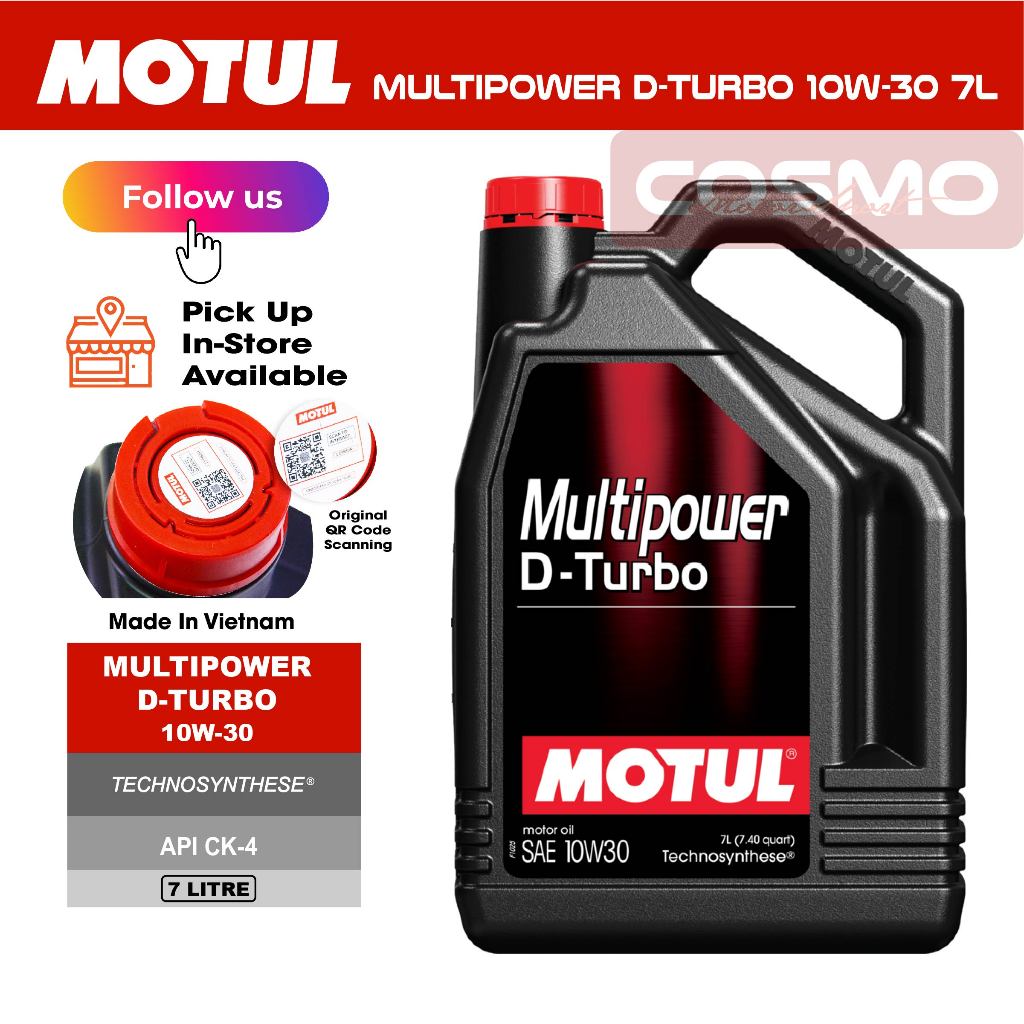 Motul MULTIPOWER D-TURBO 10W-30 Diesel 7L Semi Synthetic 100% Original ...