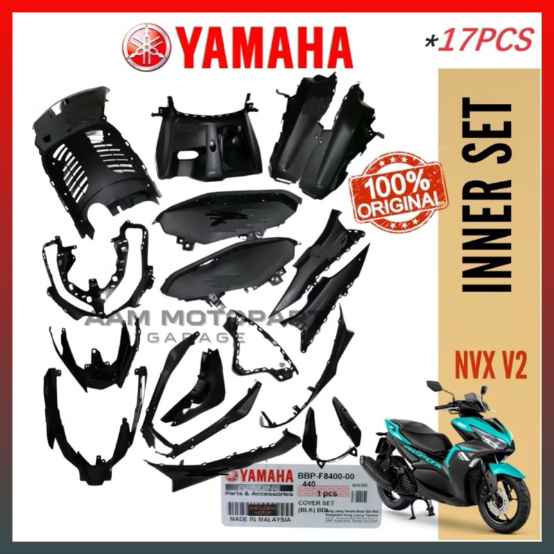 YAMAHA NVX155 V2 AEROX INNER SET COVER MATT BLACK PART HITAM KAVER ...
