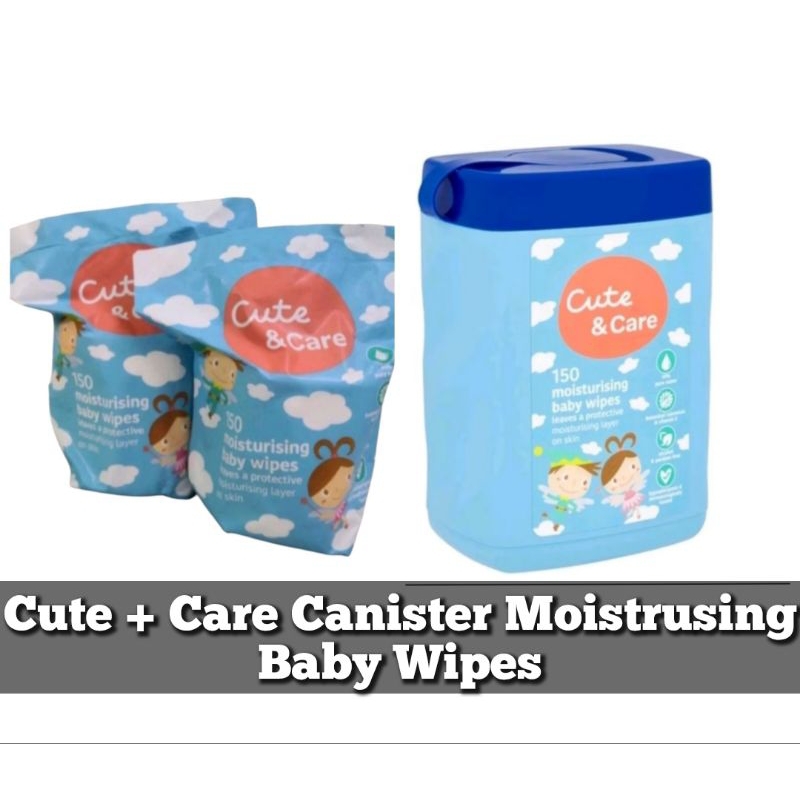 Cute & Care Moisturising Baby Wipes/Refill Pack 150's/Canister Starter ...