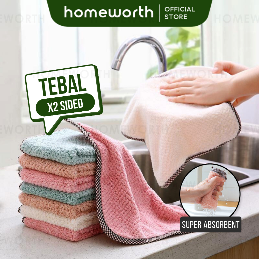 HOMEWORTH Super Absorbent Microfibre Cleaning Cloth Hand Washing Cloth ...