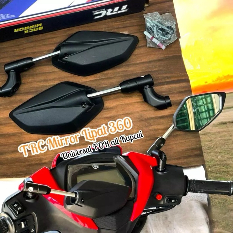 TRC RACING SIDE MIRROR Y125Z LC135 Y110 CHROME BATANG 360 PUSING BOLEH ...