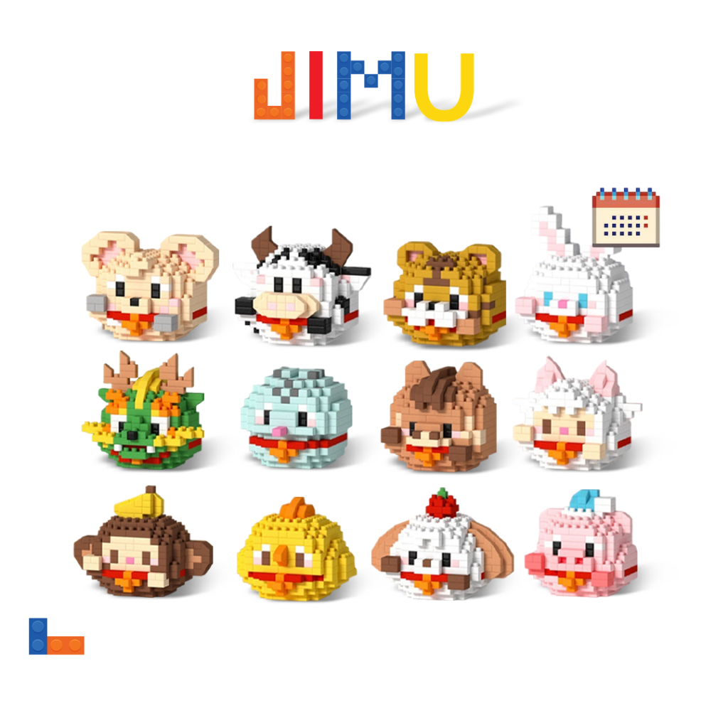 JIMU Chinese Zodiac Damo Egg Series Mini Building Blocks Cartoon Nano ...