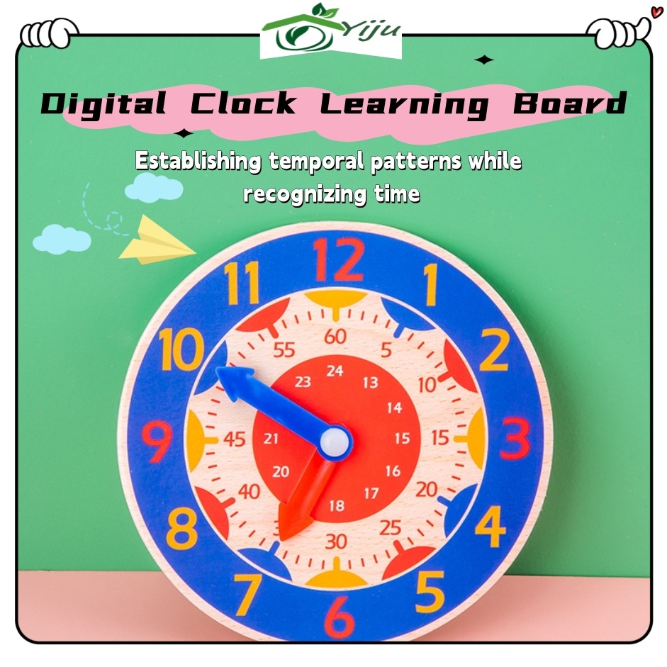 Spot 】 Clock Toddler Wooden Teaching clock Model toy clock Wooden toys ...