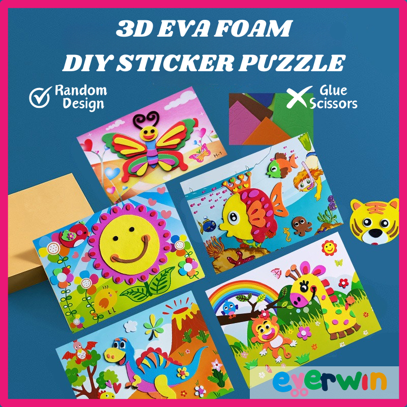【EWW】3D EVA FOAM DIY Sticker Puzzle Kids Educational Toys Kindergarten ...