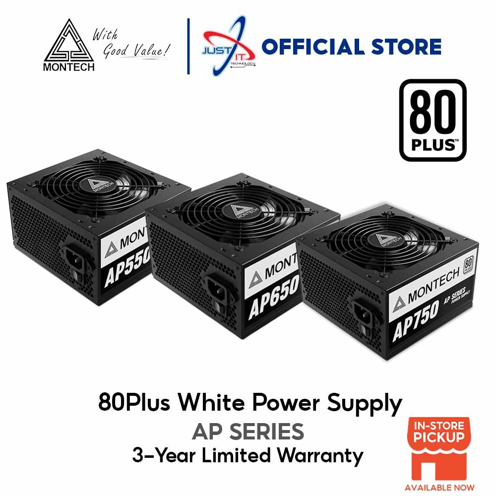 MONTECH AP SERIES 550W / 650W / 750W 80PLUS WHITE POWER SUPPLY PSU ...
