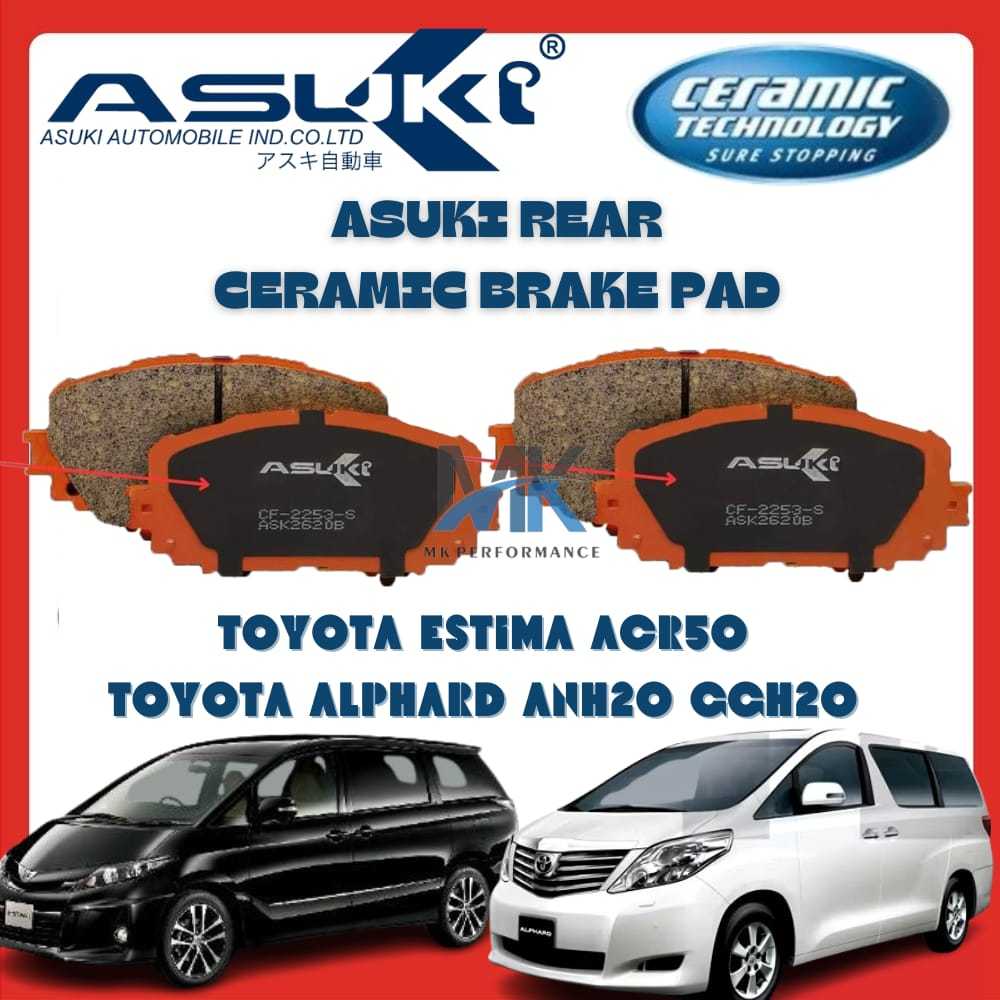 ASUKI Rear Ceramic Brake Pad TOYOTA Estima ACR50 Alphard Vellfire ANH20 ...