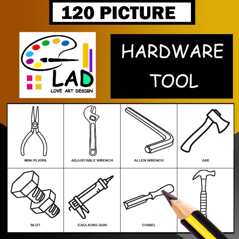 L05 [120 Different Picture] Title Hardware & Tool, DIY Drawing easy ...