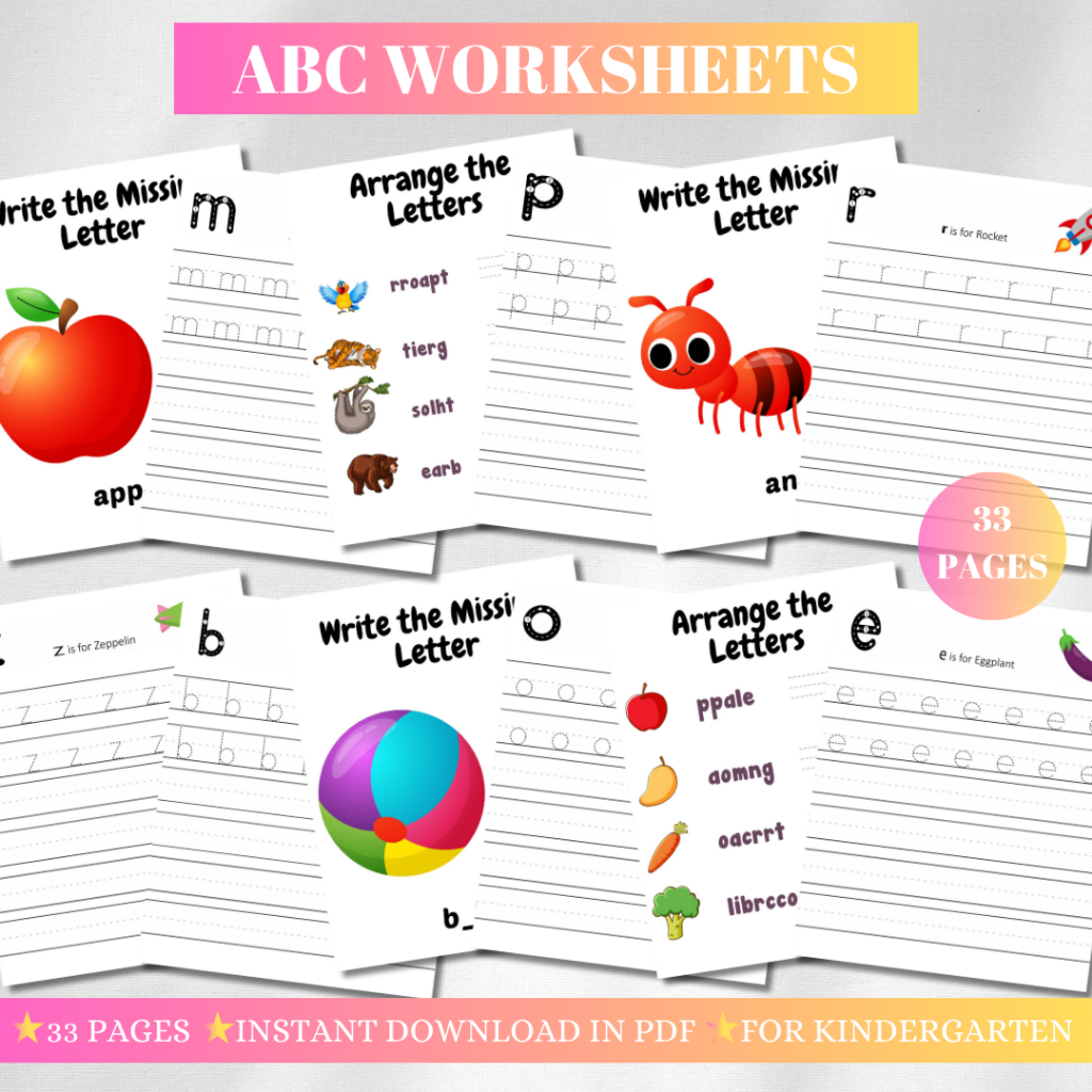 Printable ABC Worksheets, Alphabet for Kindergarten and Preschool ...