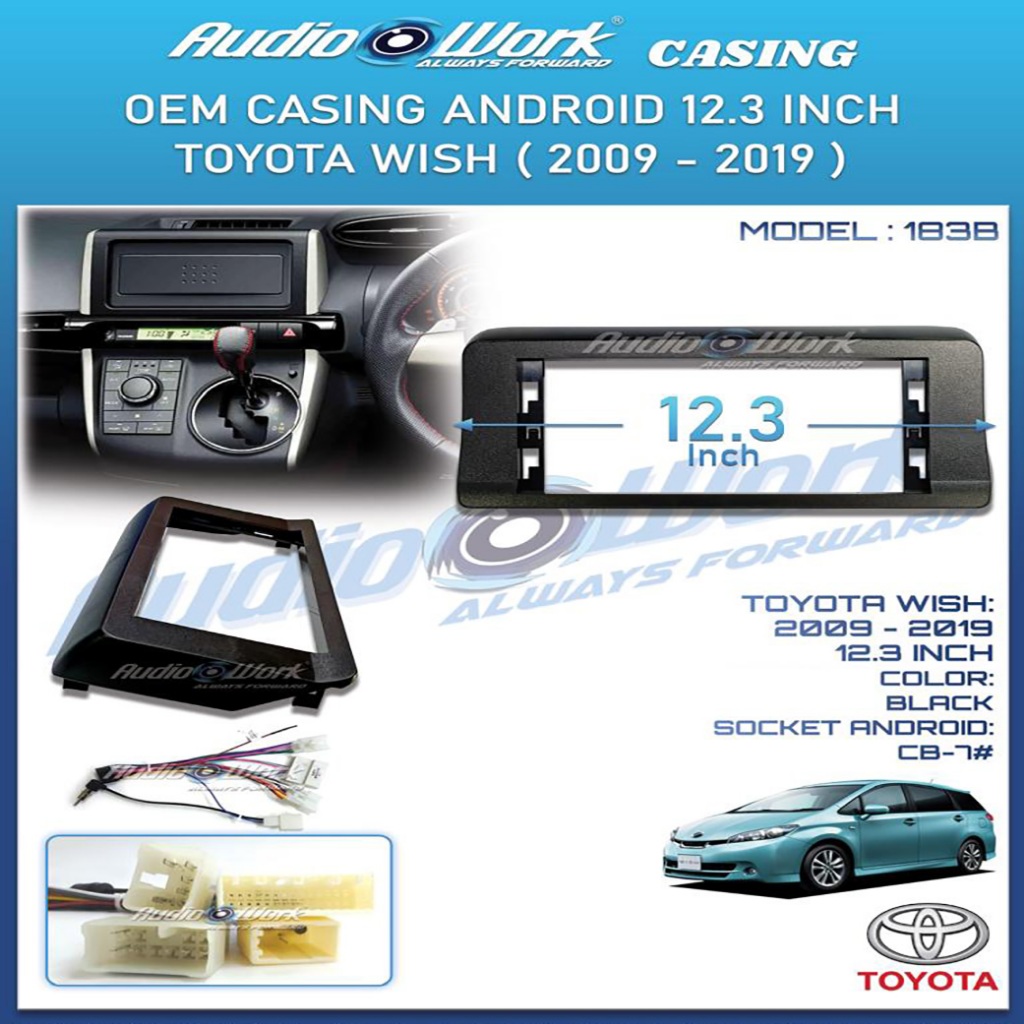 Toyota Wish 2009-2019 - 12.3 inch BBA Casing Android with socket power ...