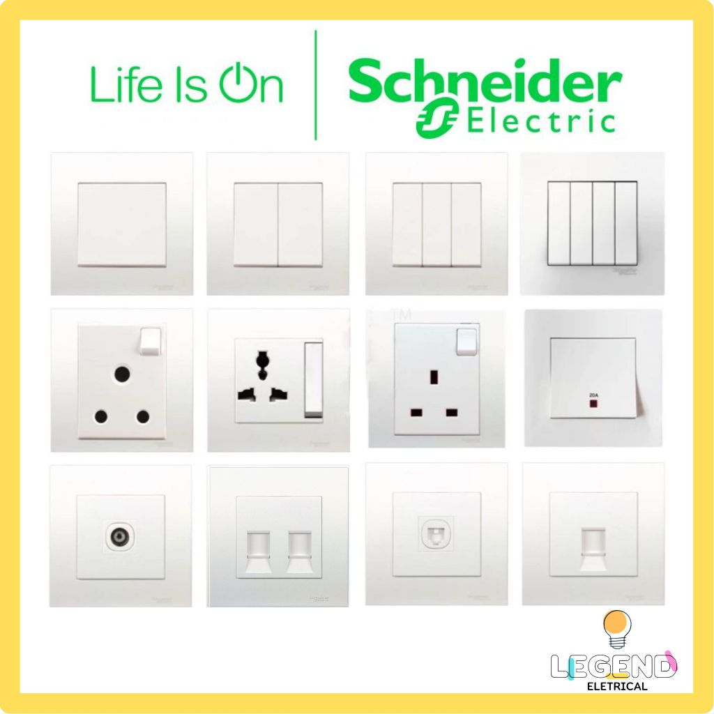 Schneider Electric Vivace Switch Sockets Full Series 250V 1 Gang/13A ...