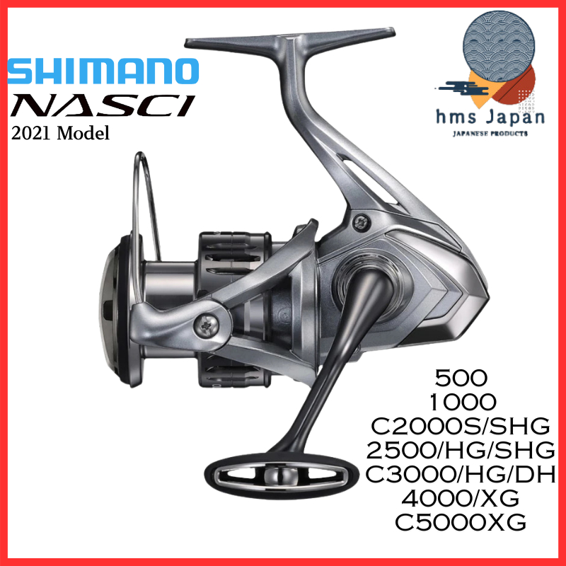 Shimano 21 Nasci (2021 Model) Series 500/1000/2000/2500/3000/4000/5000 Spinning Reel for Shore ...