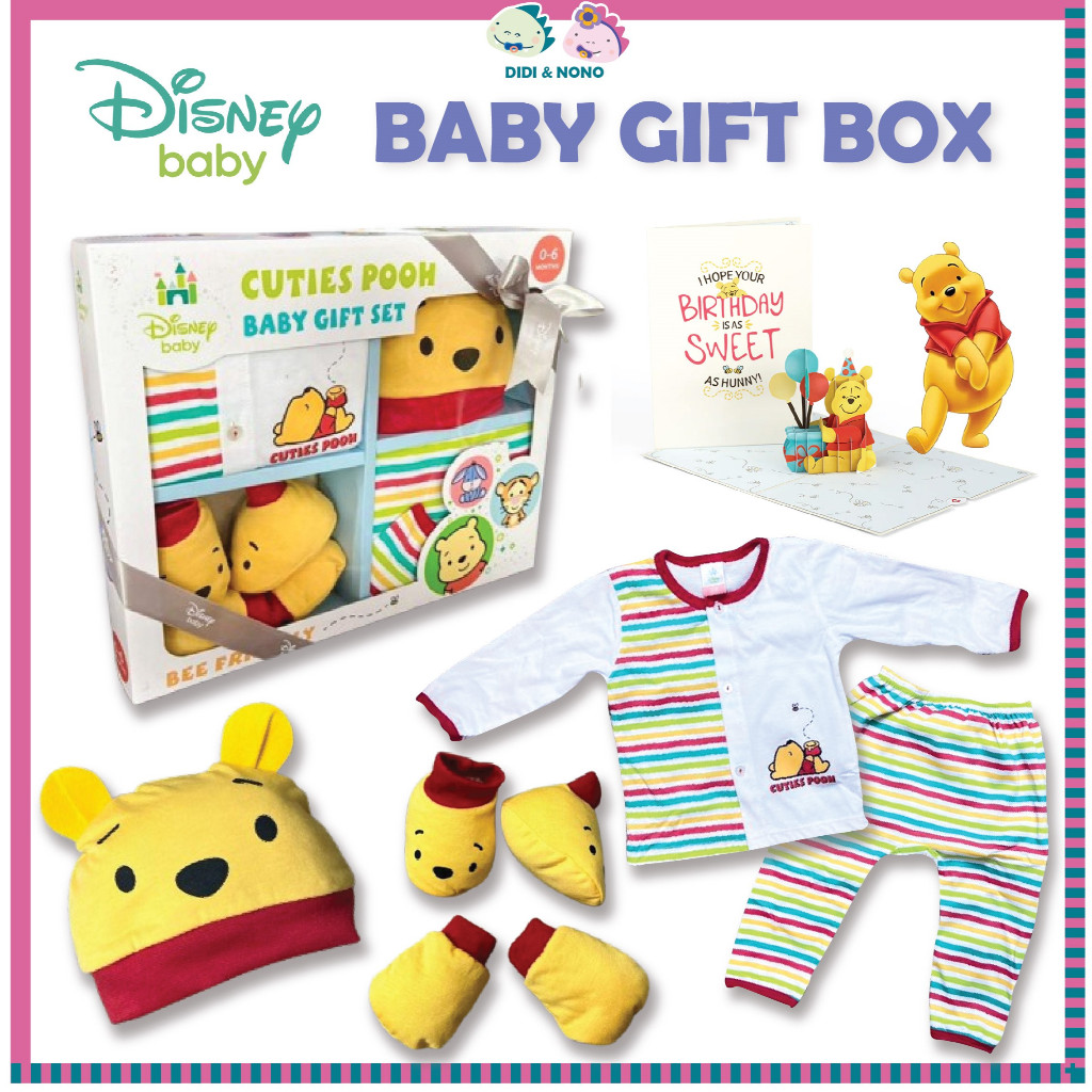 Disney Baby Winnie The Pooh Gift Set Baju Kotak Hadiah Bayi (5 in 1 ...