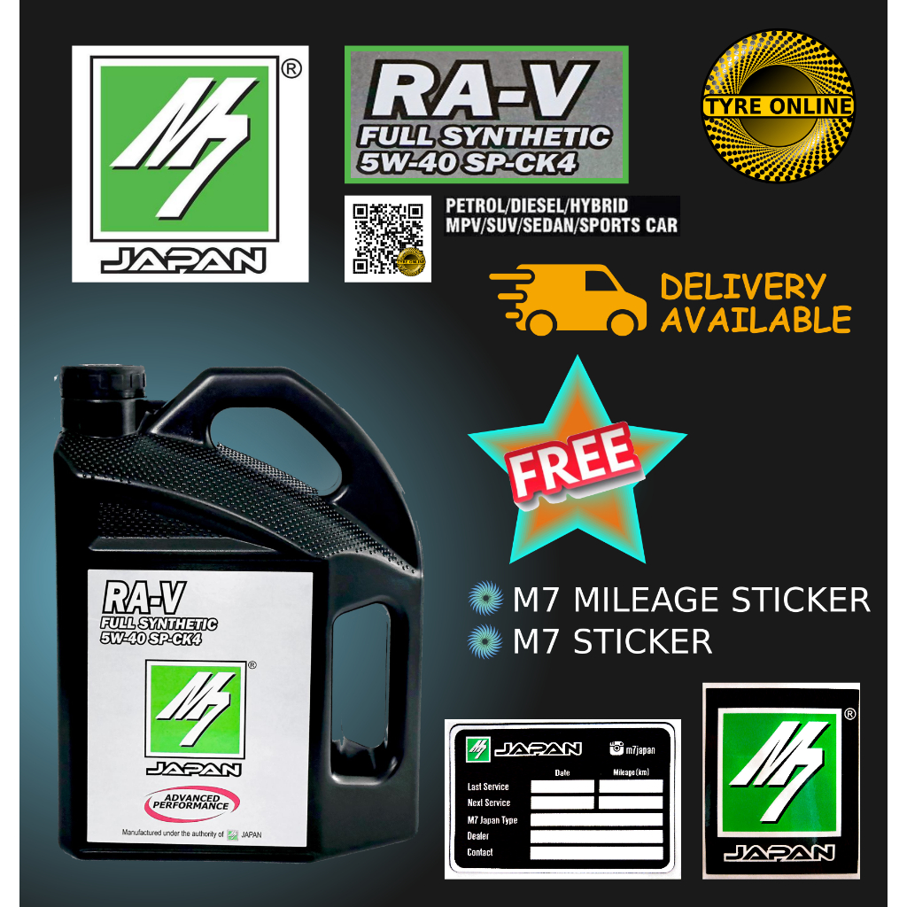 M7 JAPAN ENGINE OIL RA-V FULLY SYNTHETIC 5W-40 SP CK 4L MOTOR LUBRICANT ...