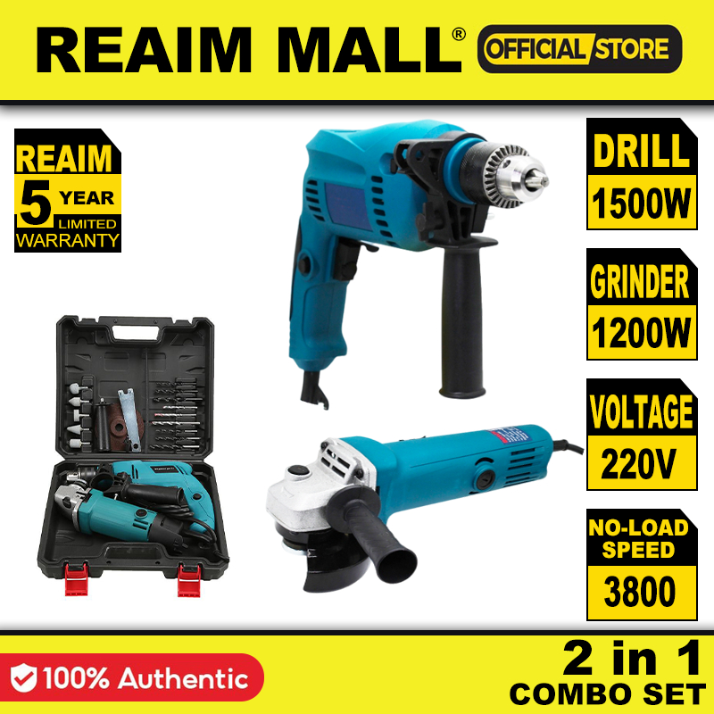 COMBO SET Angle Grinder 2 In 1 Impact Drill 1500W Angle Grinder ...