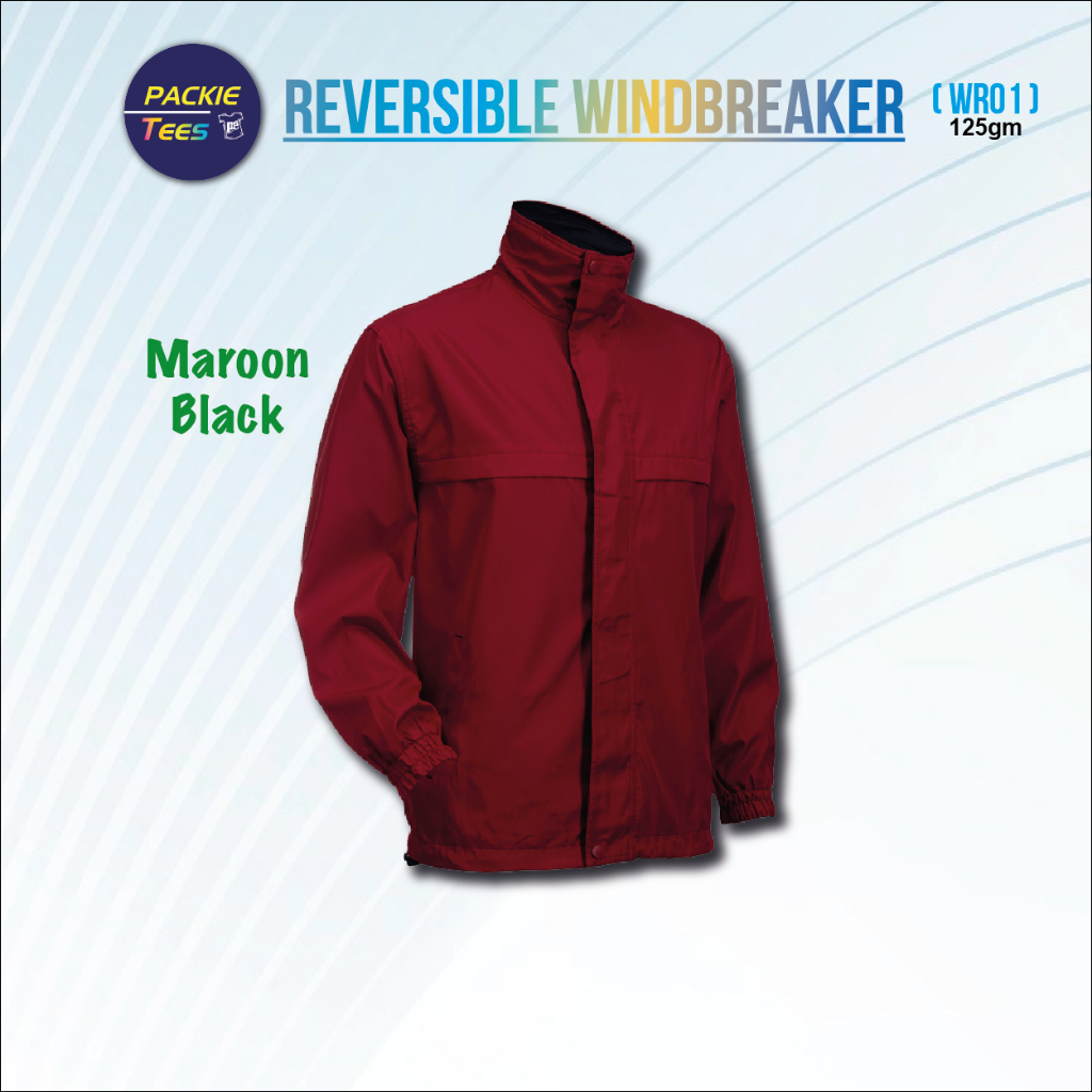 WR0106 MAROON/BLACK REVERSIBLE 2 SIDE WEAR WINDBREAKER JACKET 100% ...
