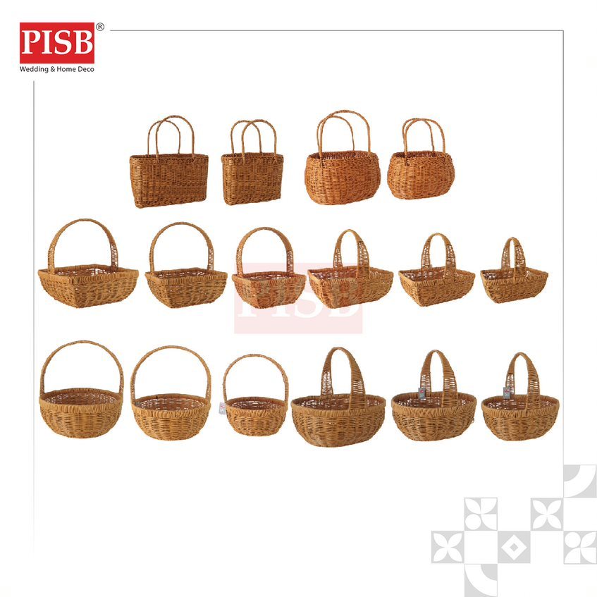 1087-92 Rattan Basket With Handle Bakul Buah Bakul Hamper Bakul ...