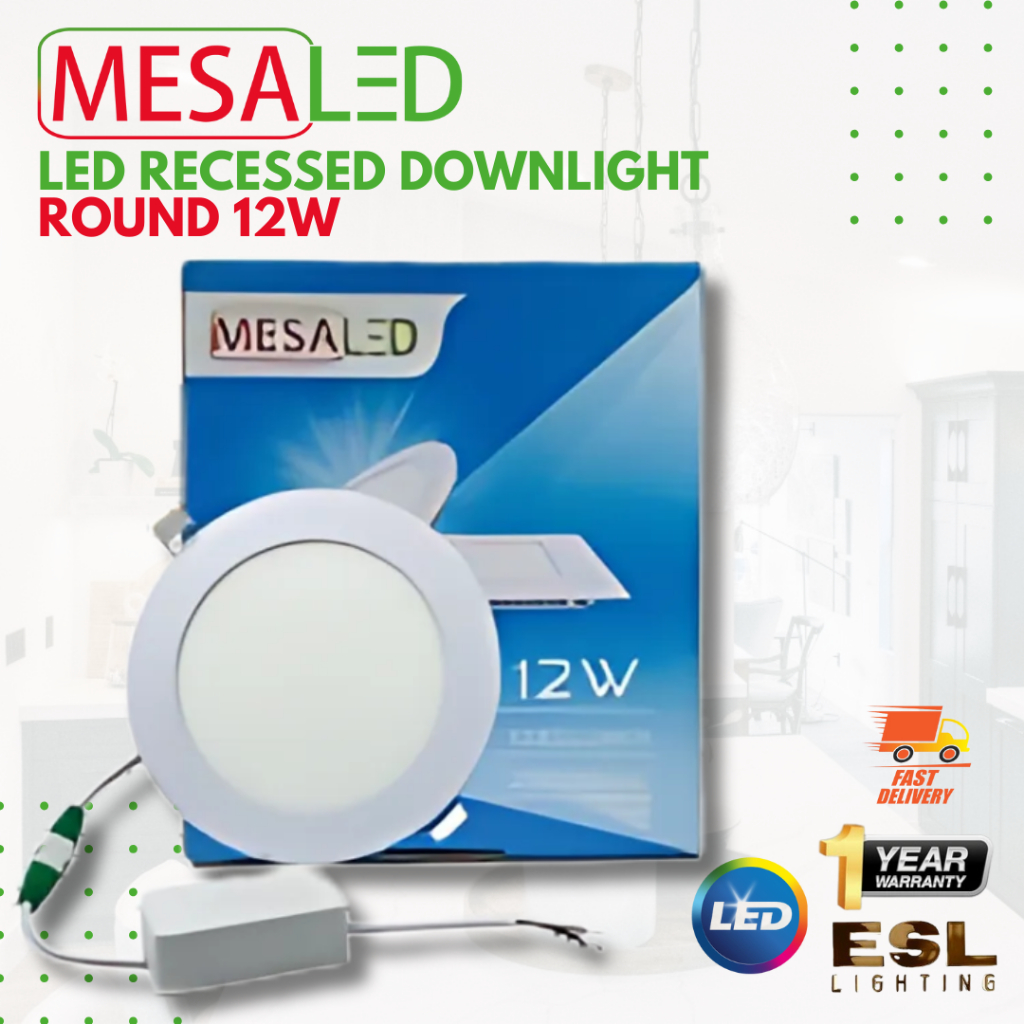 ESL LIGHTING MESALED LED Downlight 12W ROUND 4" Inch (Daylight ...