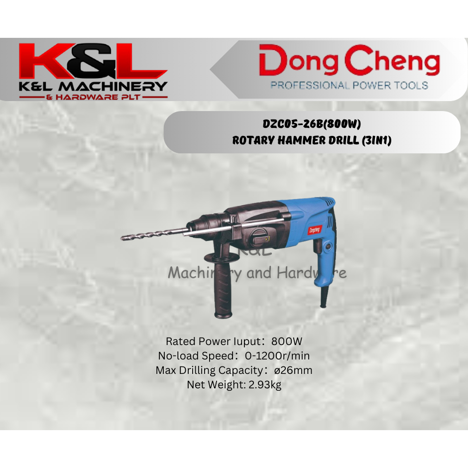 Dongcheng DZC05-26B 800W Rotary Hammer Drill Mesin 3 Function Breaker ...