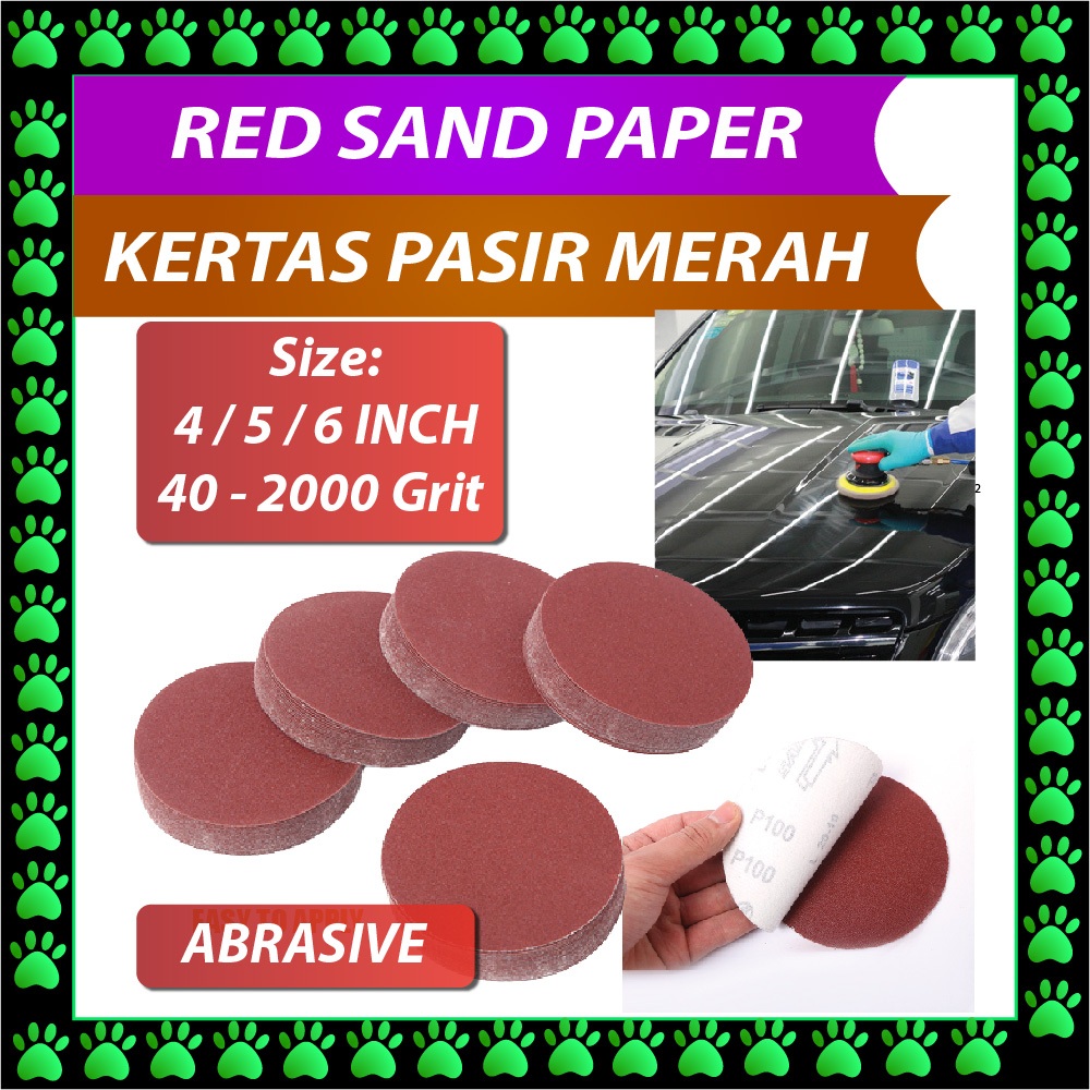 4' 5' 6' Inch Sanding Disc Abrasive Red Sandpaper Velcro Effect Mesh ...