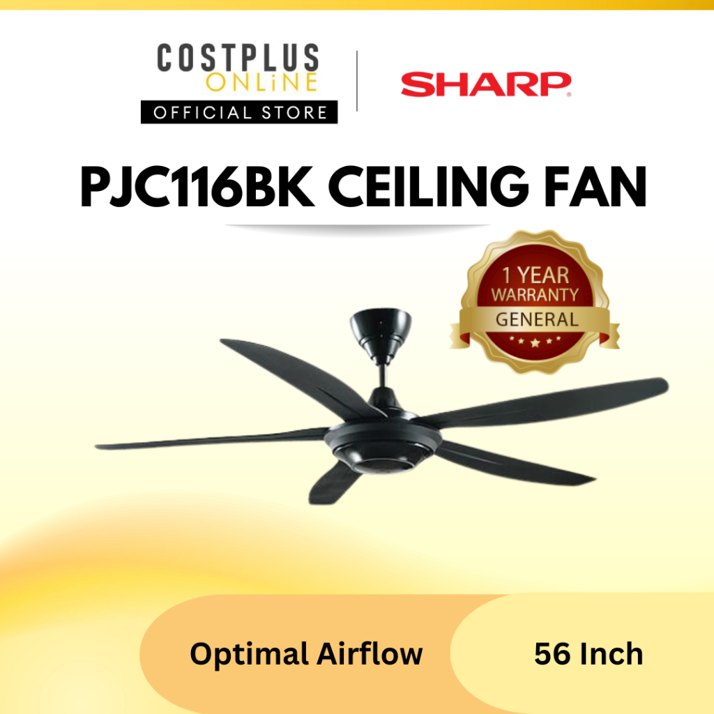 Sharp Ceiling Fan 56" Remote Control Wafu Collection PJC116 PJC116BK ...