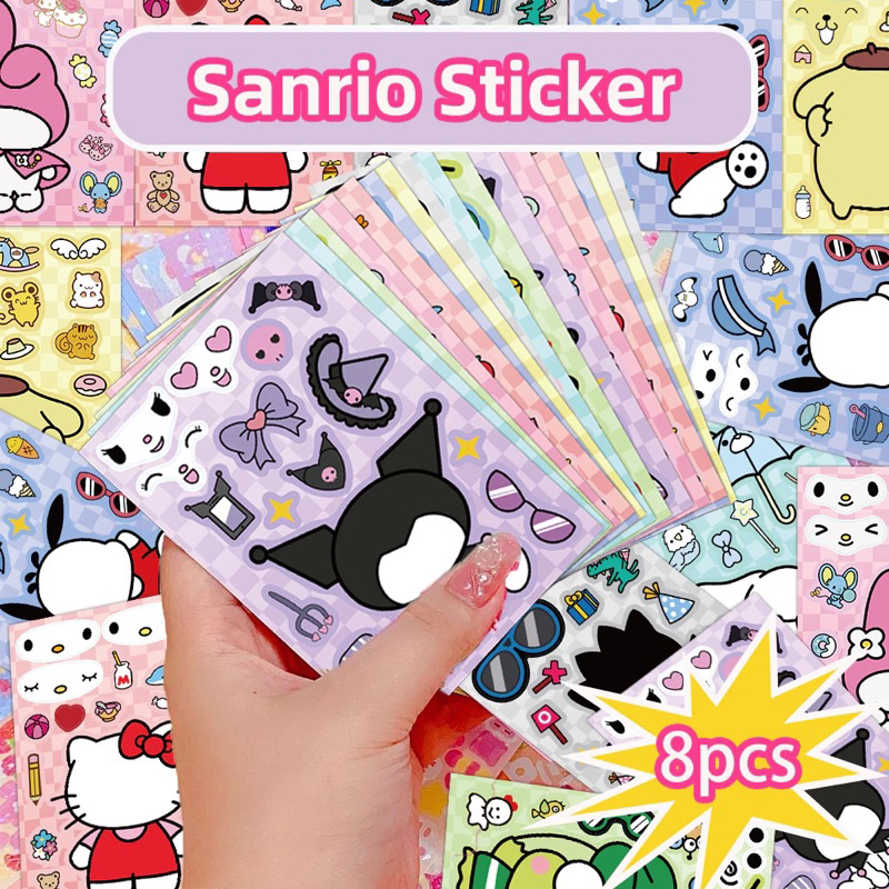 Sanrio 8pcs/set Make-a-Face Puzzle Stickers Kuromi Melody Hello Kitty ...