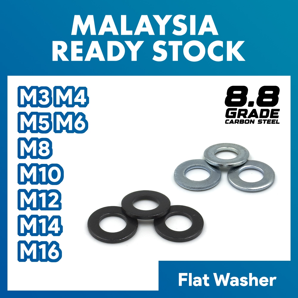 Flat Washer M3 M4 M5 M6 M8 M10 M12 M14 M16 Zinc Plated Black Oxide Washers Plain Washer Gaskets ...
