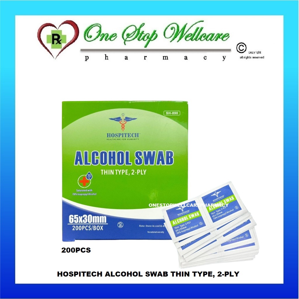 HOSPITECH ALCOHOL SWAB THIN TYPE, 2-PLY 200PCS (EXP:01/2029) | Shopee ...