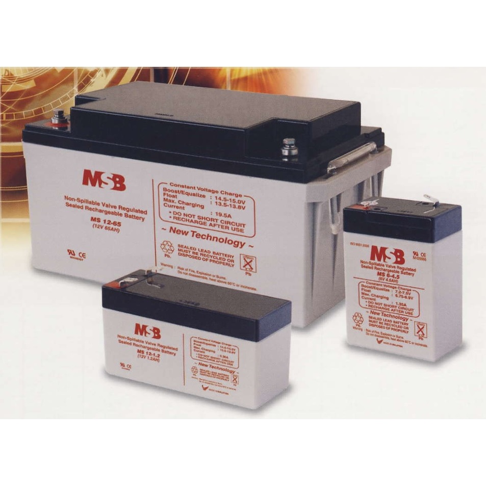 MSB (MS12-1.2) Non-Spillable Valve Regulated Sealed Rechargeable Lead Battery 12V 1.2AH | Shopee ...