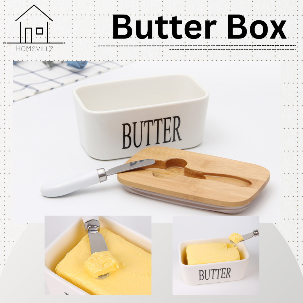 Ceramic Butter Container / Butter Storage Box / Bekas Simpanan Butter ...