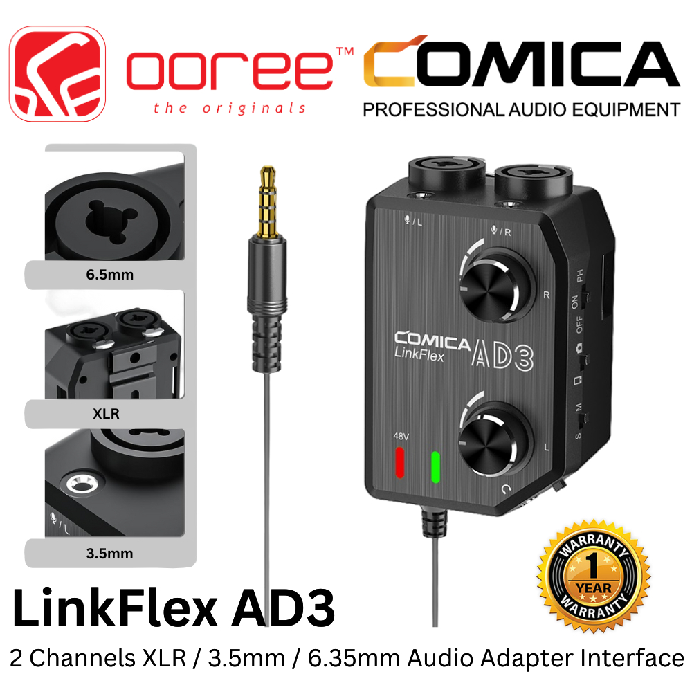 COMICA LINKFLEX AD3 TWO-CHANNELS XLR / 3.5MM / 6.35MM AUDIO PREAMP MIXER / ADAPTER / INTERFACE ...