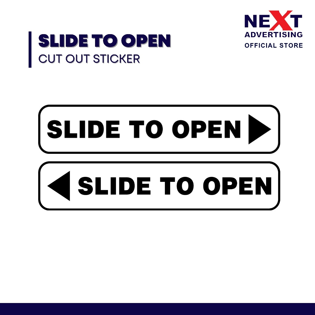 Slide To Open Cut Out Sticker For Glass or Door | Reverse or Normal Cut ...
