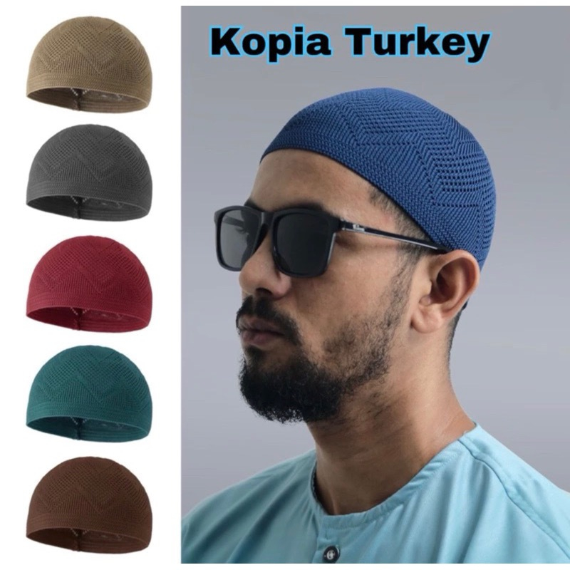 KOPIAH TURKEY Kait Cap Free Size MUSLIM UMRAH HAJI pakaian ibadah ...
