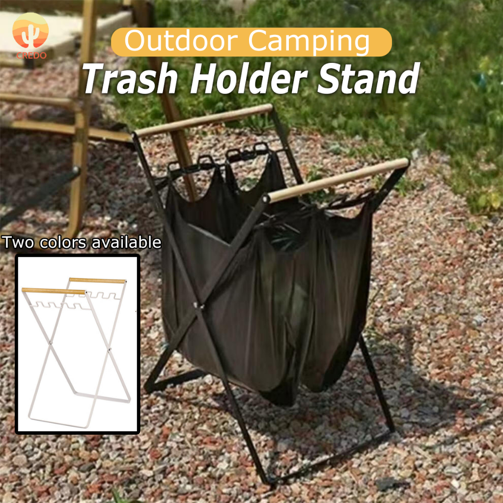 Garbage Frame Rack Rubbish Wood Steel Organizer Storage Camping Trash ...