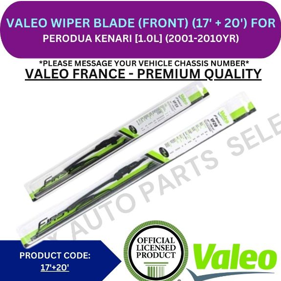 VALEO GENUINE WIPER BLADE (FRONT) (17' & 20') FOR PERODUA KENARI [1.0L ...