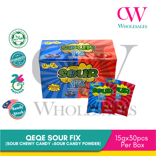 Qeqe- Sour Fix (Sour Chewy Candy + Sour Powder Candy) (15g x 30pcs) | Shopee Malaysia