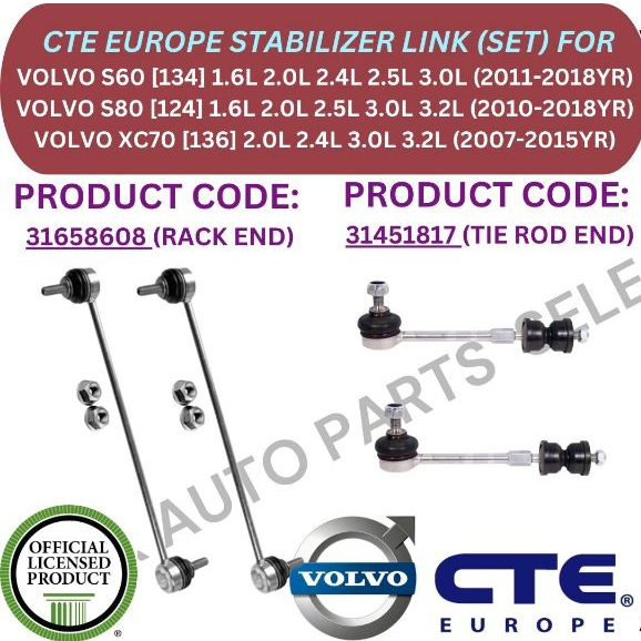 CTE EUROPE STABILIZER LINK (FRONT, REAR) FOR VOLVO S60 [134] '11-18YR ...