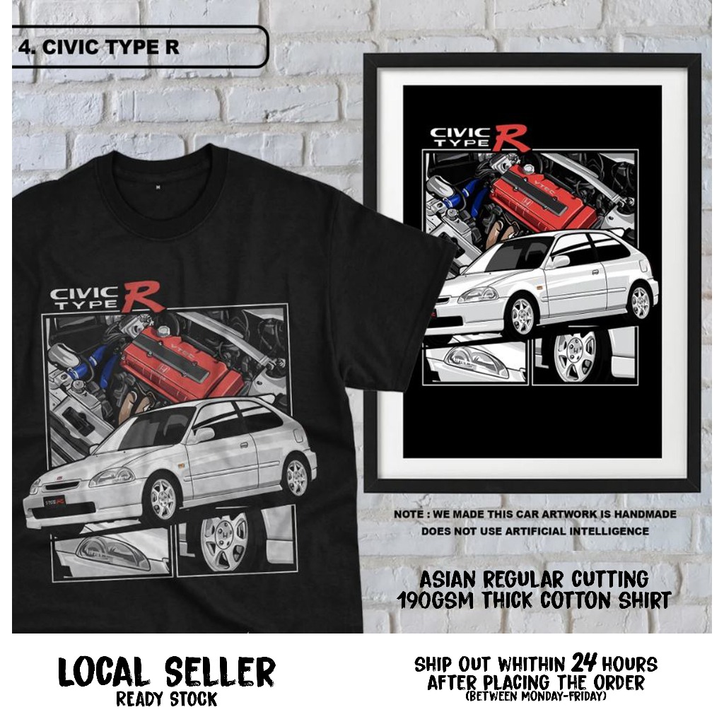 Honda Civic Type R racing car sport cotton tshirt | Shopee Malaysia