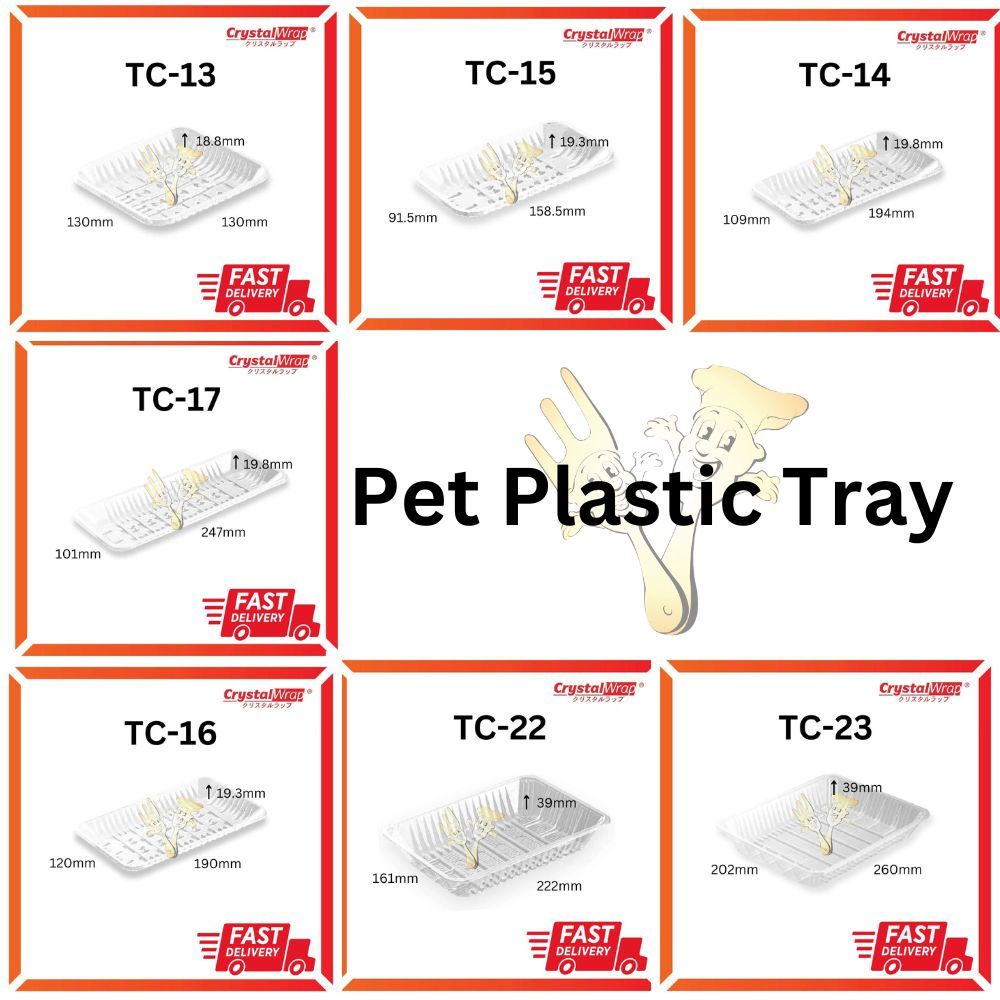 [100pcs] Multisize Plastic Food Open Tray / Fruit, Vegetable, Steamboat ...