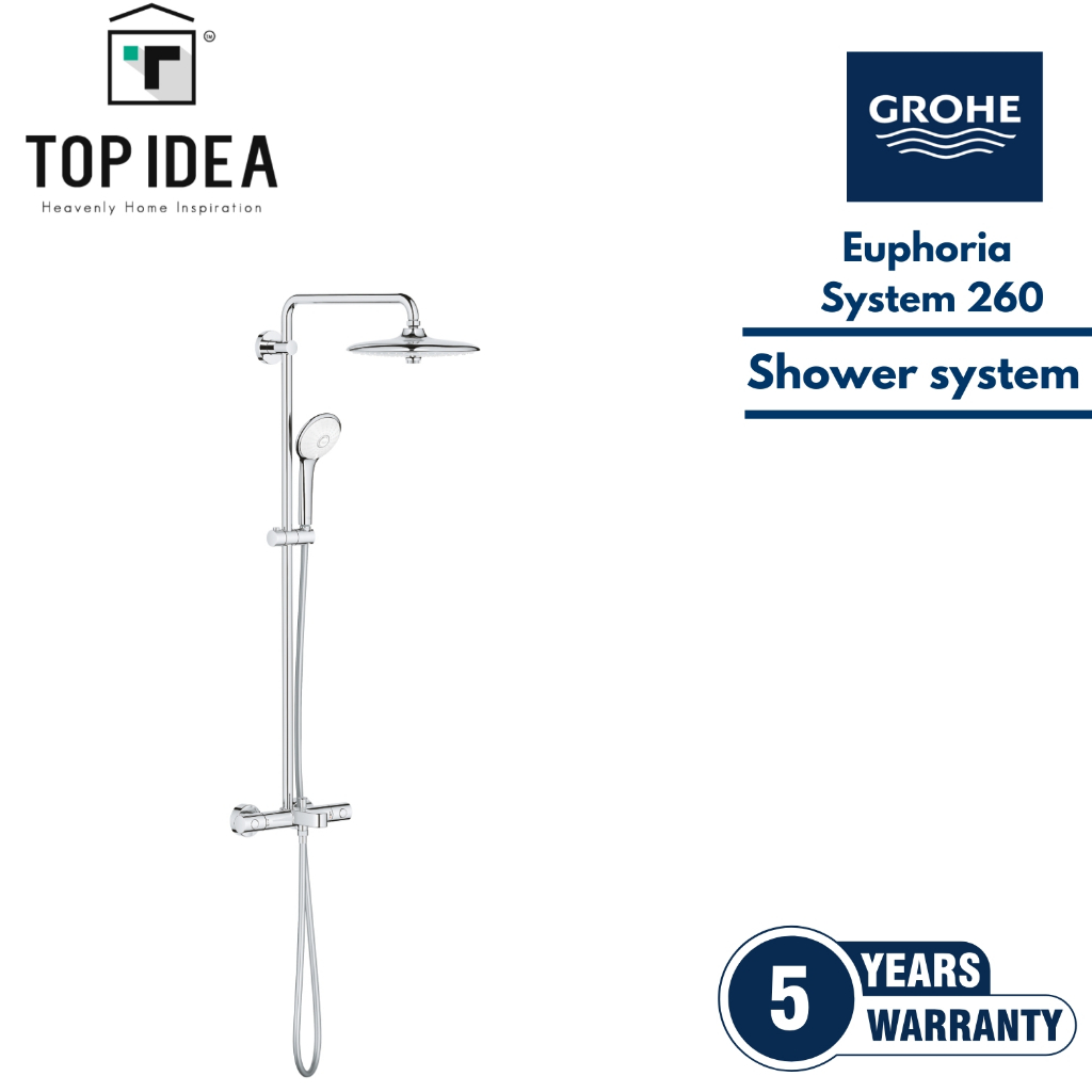 GROHE Euphoria 260 Shower System with Bath Thermostat | 3 spray patterns | *5-year warranty ...